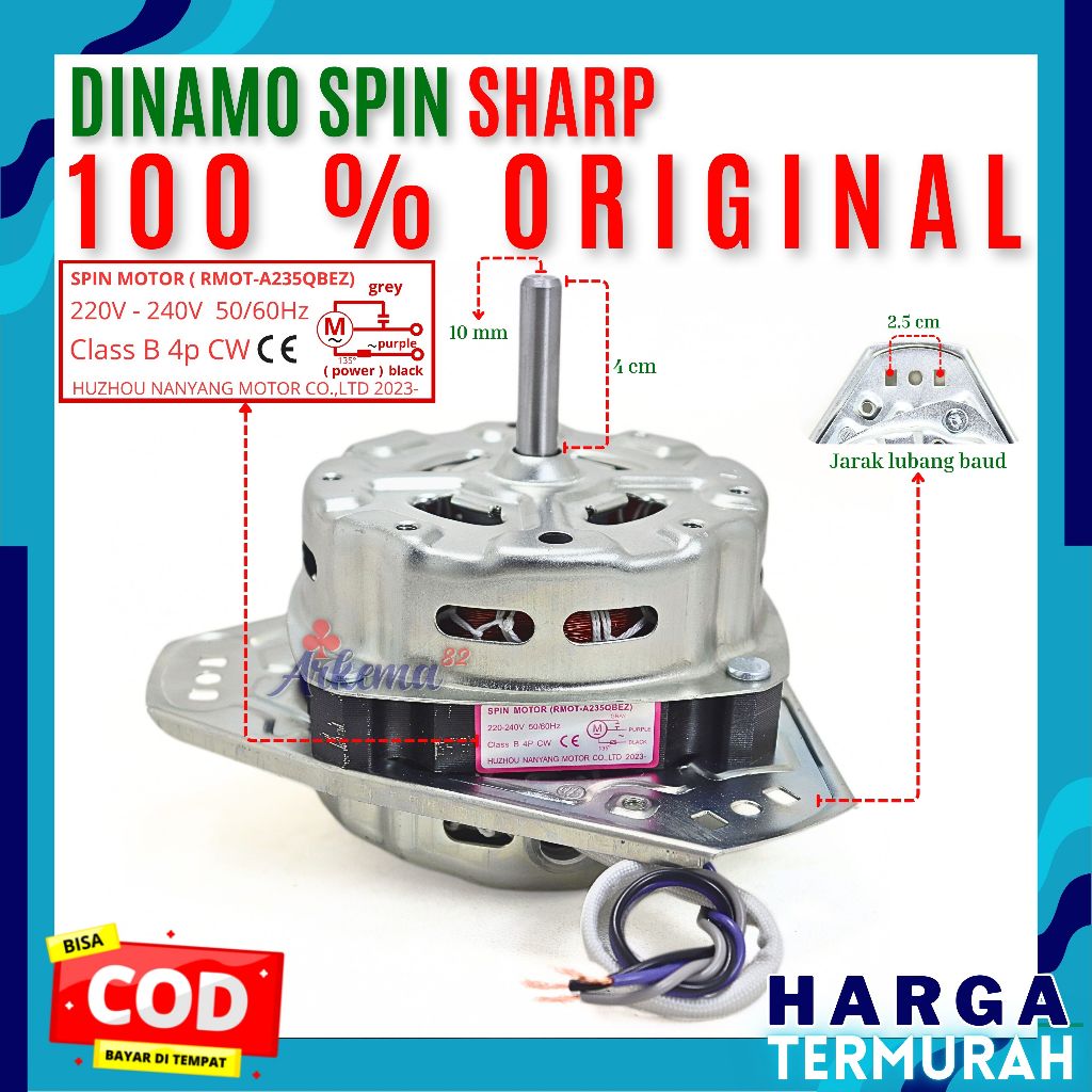 Jual DINAMO SPIN SHARP ORIGINAL | DINAMO PENGERING MESIN CUCI SHARP 2TABUNG ORI | MOTOR PEMBILAS ...