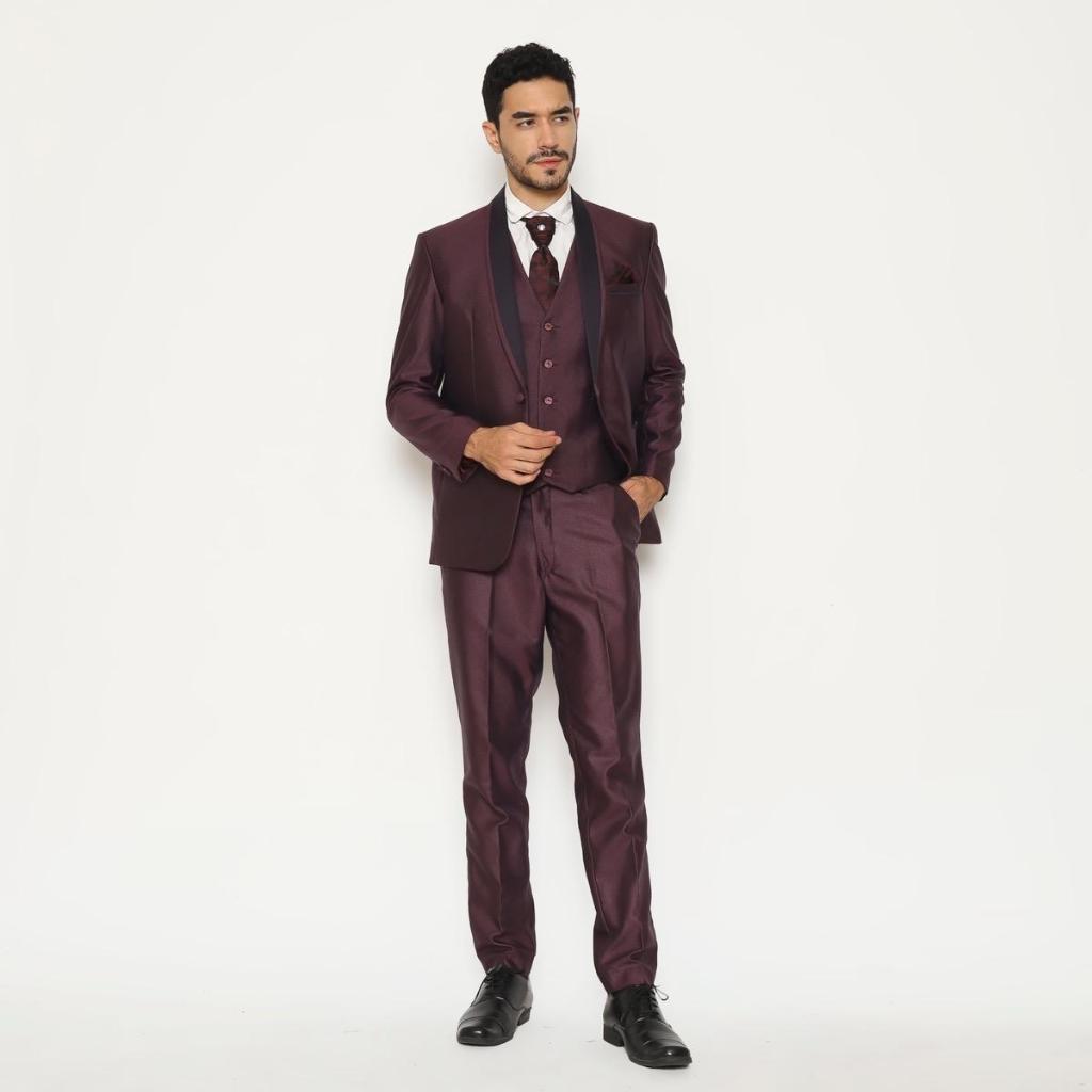 Jual SEWA Full Set Jas Pria Semi Wool Jas Pengantin Formal Burgundy ...