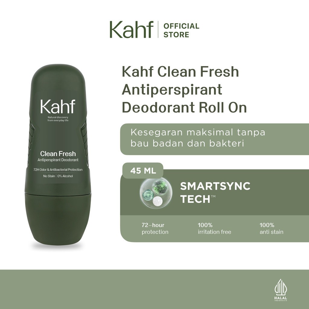 Jual Kahf Clean Fresh Antiperspirant Deodorant Roll On 45 ml | Shopee ...