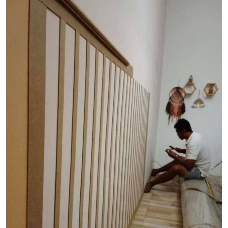 Jual wall batten mdf coklat 3mm lebar 3cm x 100cm dan 122cm | Shopee ...