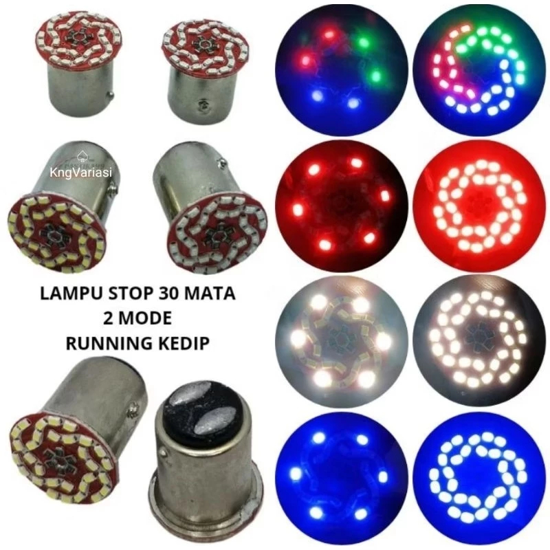 Jual Lampu Stop Rem Motor 30 Mata LED Gepeng 2 Mode Kedip dan Running ...