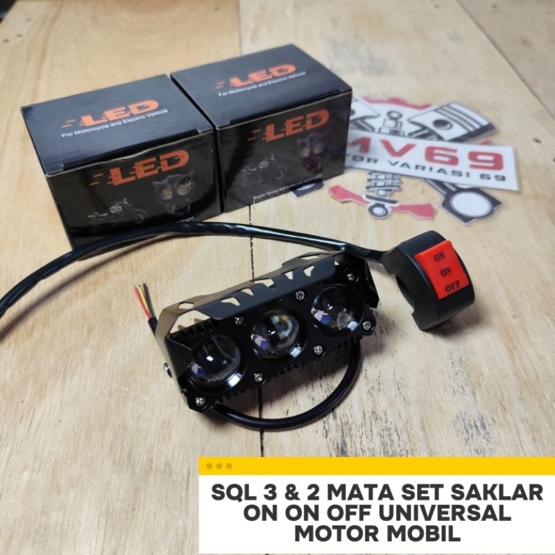 Jual Lampu SQL 3 mata plus saklar on on off Lampu Tembak Sorot LED ...