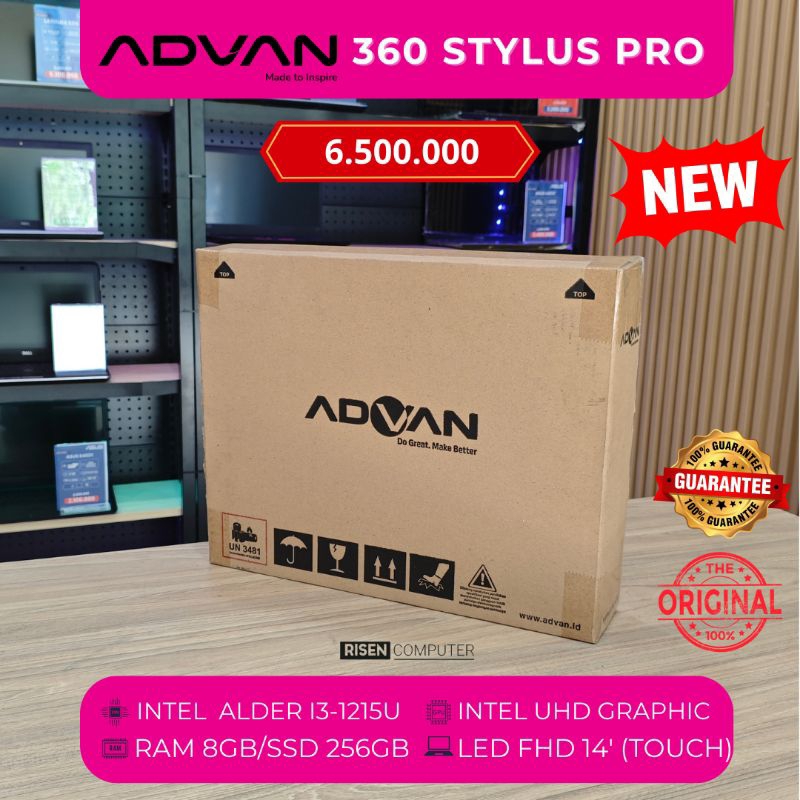 Jual BARU Laptop Advan 360 Stylus Pro 2in1 Touch i3-1215 RAM 8GB SSD ...