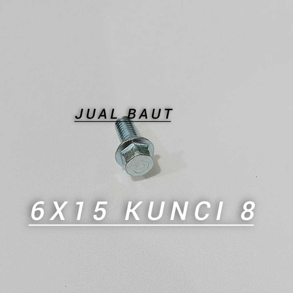 Jual Baut Flange Bolt/Baut Cvt 6x15 Kunci 8 Putih(Satuan) | Shopee ...