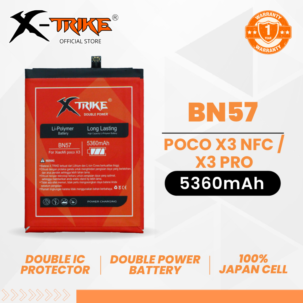 Jual XTRIKE Baterai Xiaomi Poco X3 NFC - X3 Pro BN57 Double Power ...
