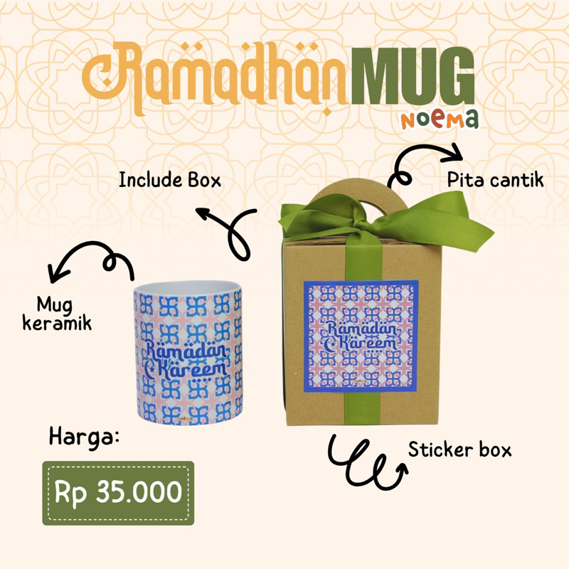 Jual noema hampers lebaran mug cantik / mug motif lebaran idulfitri ...
