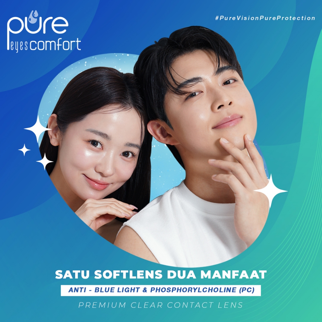 Jual Softlens Pure Eyes Comfort Premium Clear Contact Lens Anti Blue ...