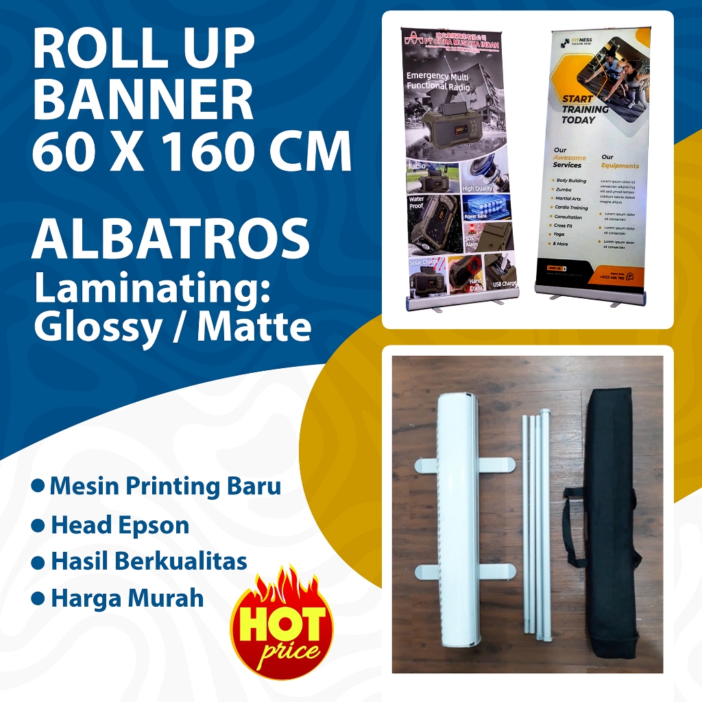 Jual ROLL UP BANNER ALBATROS + LAMINATING UK.60X160 CM | Shopee Indonesia
