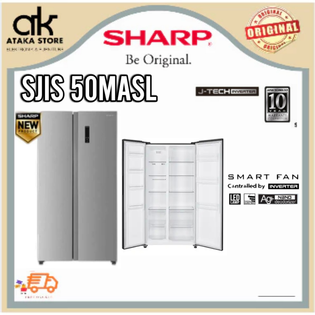 Jual KULKAS SHARP 2 PINTU SJIS50MASL SIDE BY SIDE SHARP | Shopee Indonesia