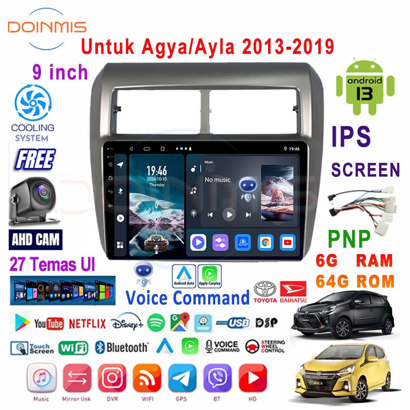 Jual LALAHOO Untuk Agya/Ayla 2013-2019 | 6G+64G Android 13 Head Unit 9 Inch IPS Screen Termasuk ...