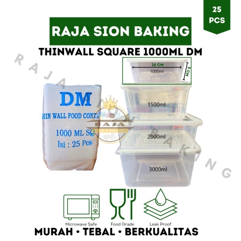 Jual ( PACK : 25 PCS ) Thinwall DM DeeMak 1000ml Square Persegi / Food ...