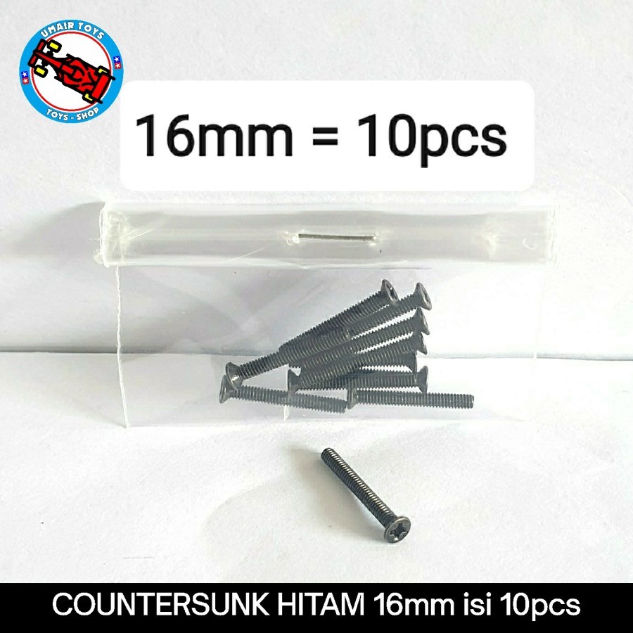 Jual Baut Tamiya Countersunk M2 isi 10pcs uk 16mm kepala pipih baut ...