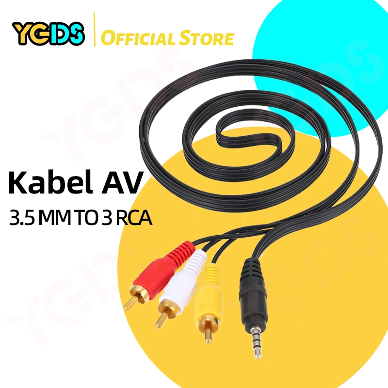 Jual Kabel RCA 3 In 1 Jack Audio Video TV 1 meter 3.5mm in 3Inch | Shopee Indonesia