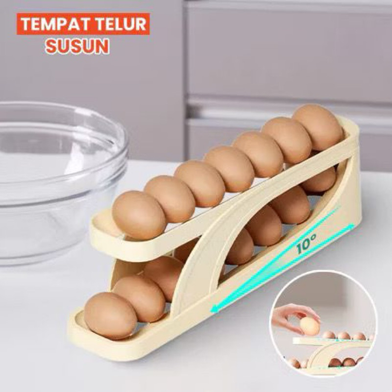 Jual AK Tempat Telur Ayam Kulkas 2 Tingkat Bergulir Otomatis / Rak ...