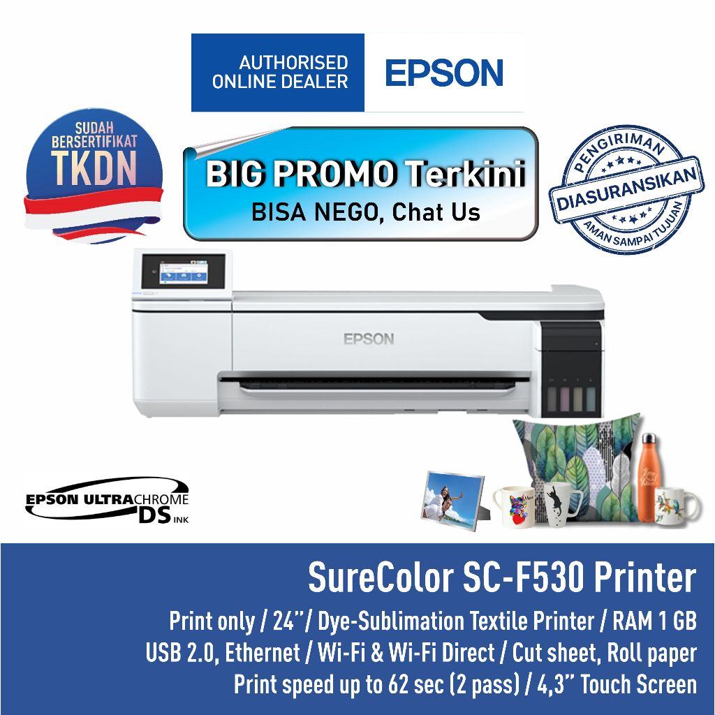 Jual PRINTER EPSON SUBLIMASI SURECOLOR SC-F530 SC F530 A1 24INCI BAJU ...