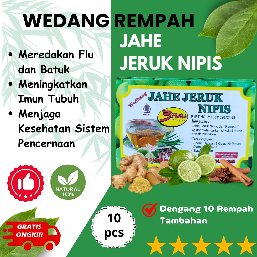 Jual Wedang Rempah Jahe Jeruk Nipis - Herbal Batuk Pilek Flus - Isi 10 ...