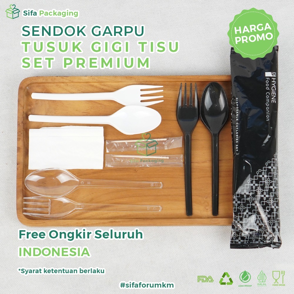 Jual Sendok Set Sendok Garpu Set Plastik Tisu Tusuk Gigi Higienis Set ...