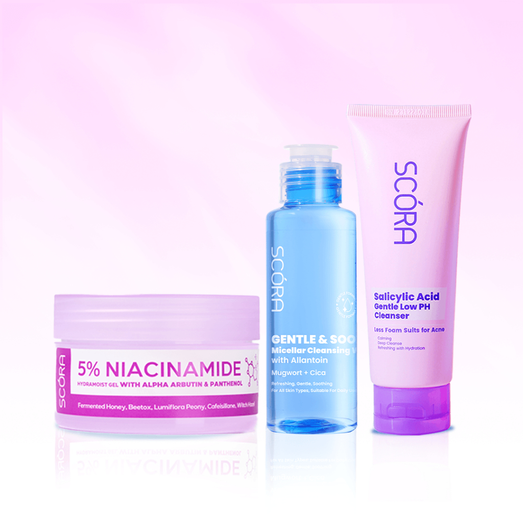 Jual BASIC SKINCARE KIT FOR OILY SKIN-SCORA 5% Niacinamide Hydramoist Gel with Alpha Arbutin ...