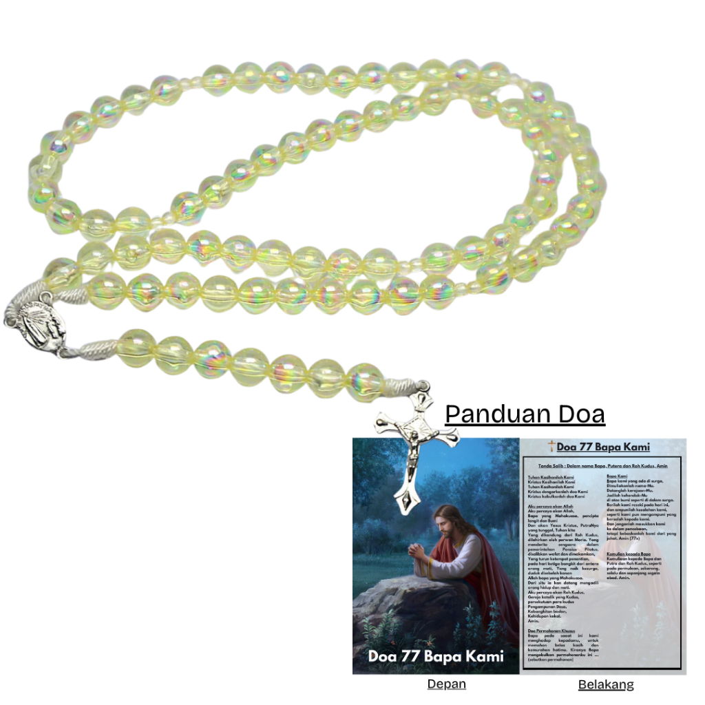 Jual Kalung Rosario 77 Bapa Kami Kuning Transparan & Panduan Doa 77 Bapa Kami (Ukuran A6 ...