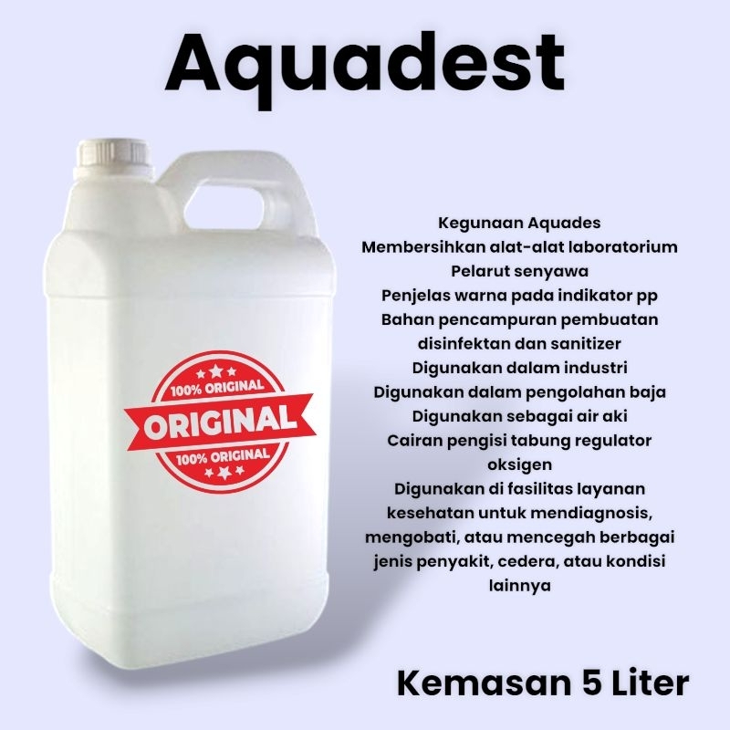 Jual Aquadest aquades / Distilled water / air suling 5 Liter | Shopee ...