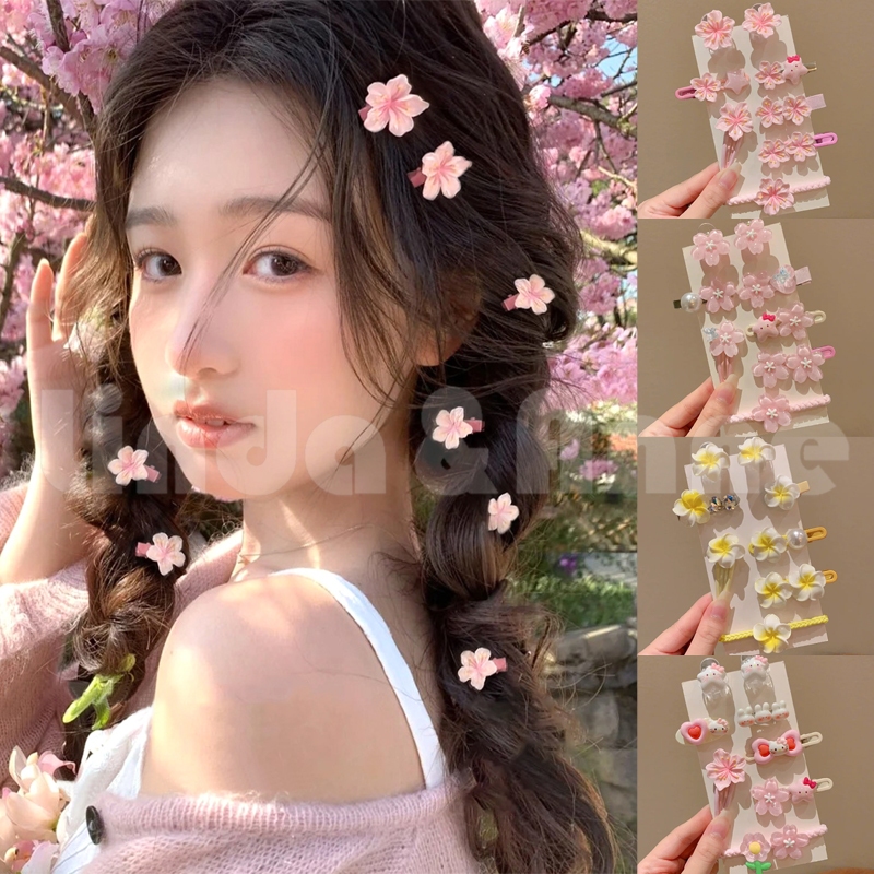 Jual L&A - [7 Pcs] Set Jepit dan Kuncir Rambut Sakura Merah Muda ...