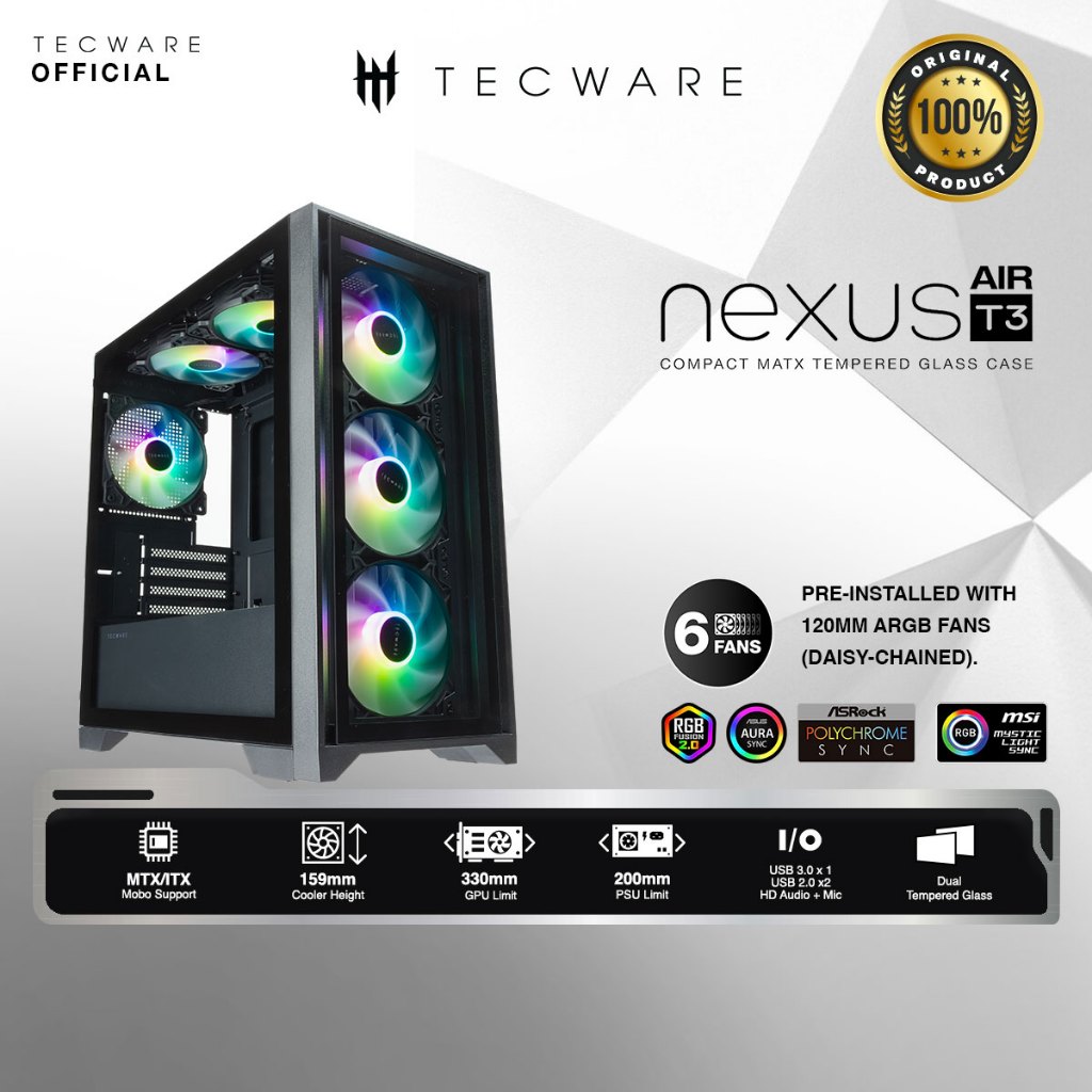 Jual NEXUS AIR T3 matx Case, w/ 6 x Omni Link Fans | Shopee Indonesia