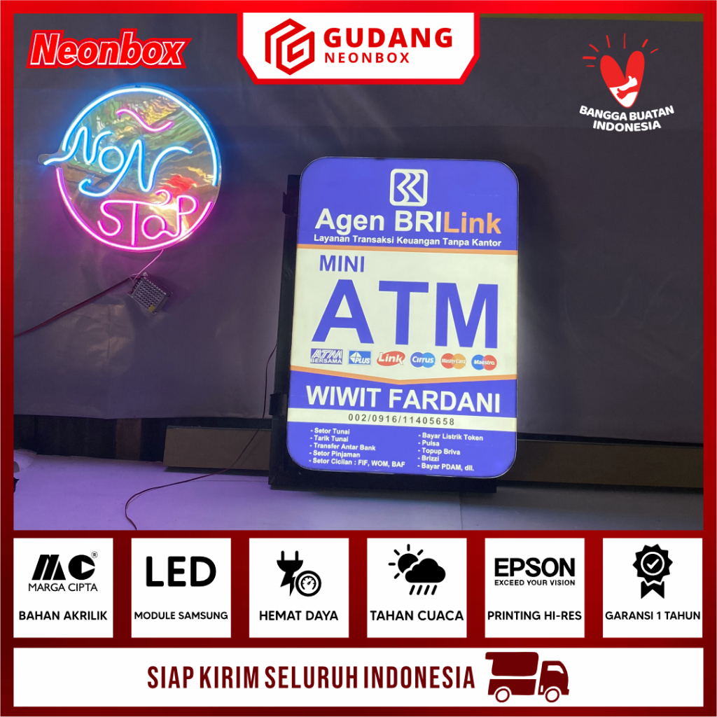 Jual Neonbox ATM BRILink Mini Bebas Ukuran Bahan Akrilik Menyala LED ...