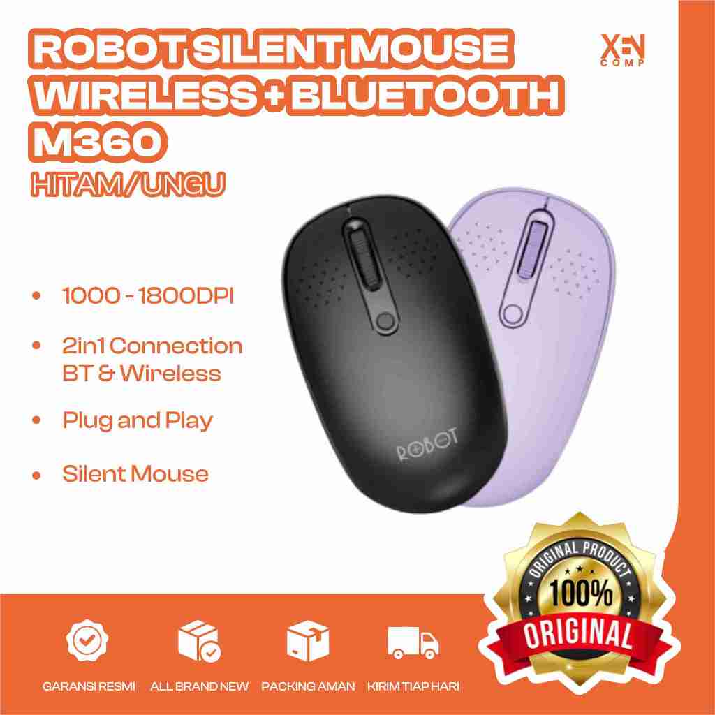Jual Mouse Wireless Robot M360 Mouse Multi-Device Bluetooth+2.4G ...