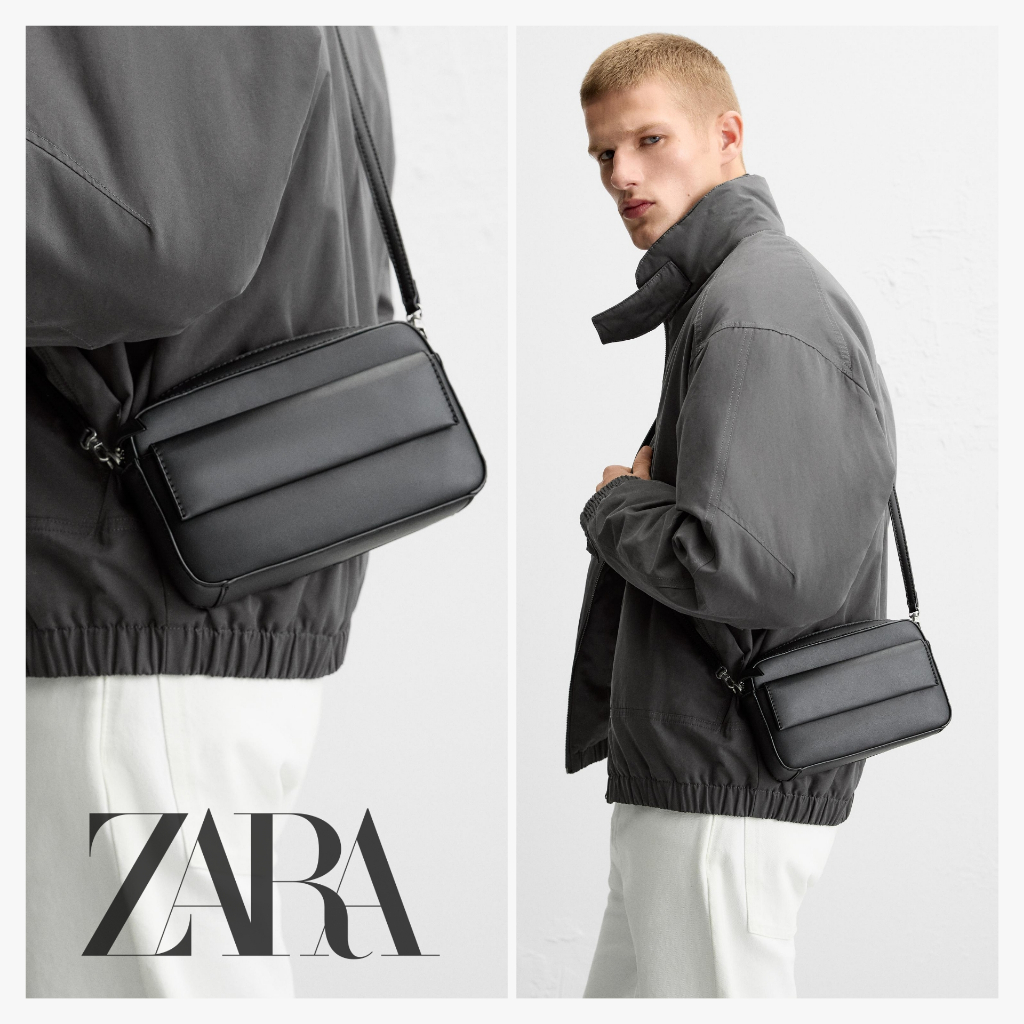 Jual Tas Zara Man Rubberised Crossbody Bag Original Pria Cowok | Shopee ...
