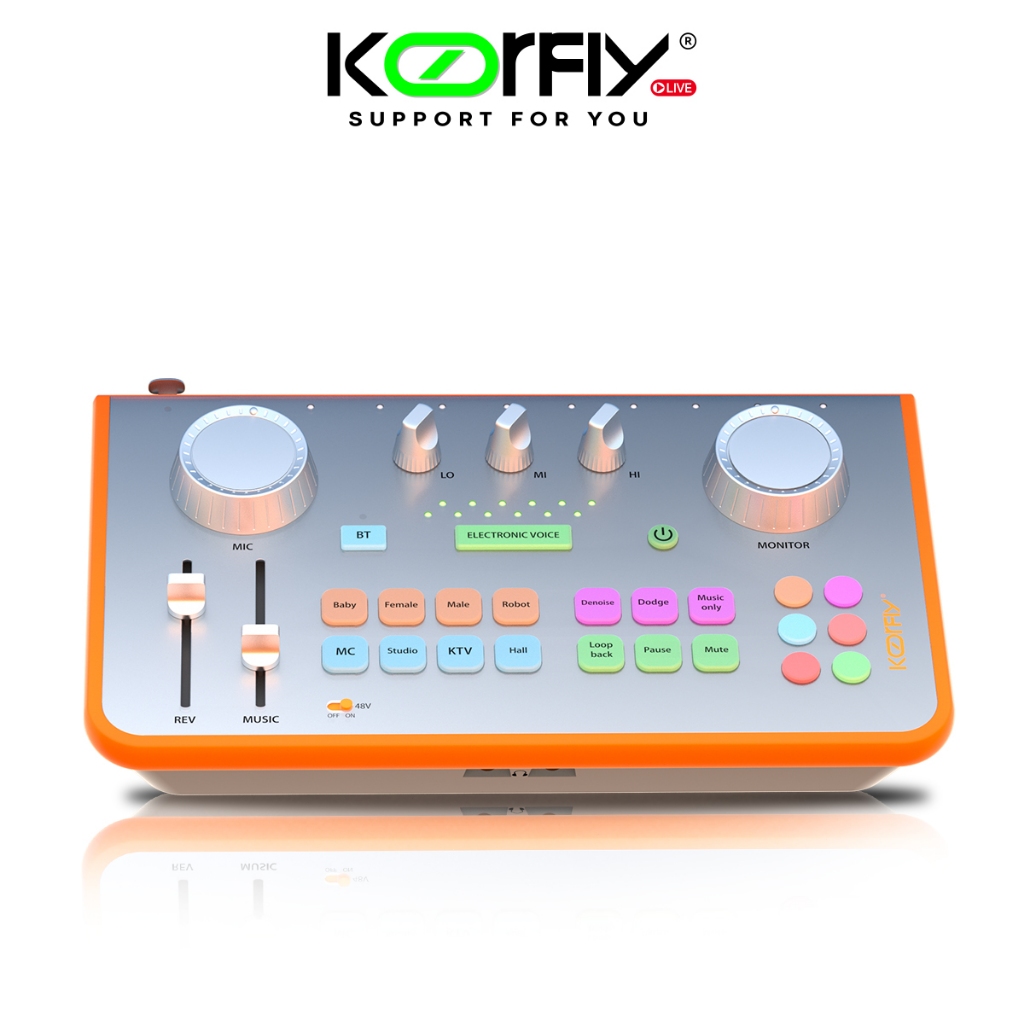 Jual Koorfly Kf02 Oranye Terbaru 48V Live Soundcard Bluetooth Mixer Set - Fungsi Dari Power Bank ...