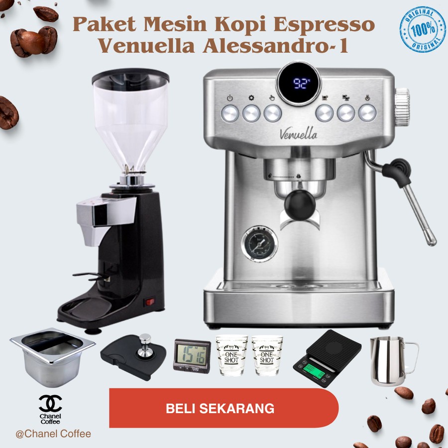 Jual Paket Mesin Kopi Espresso For Home Venuella Alessandro-1 + Grinder LD 021 Automatic + Tools ...