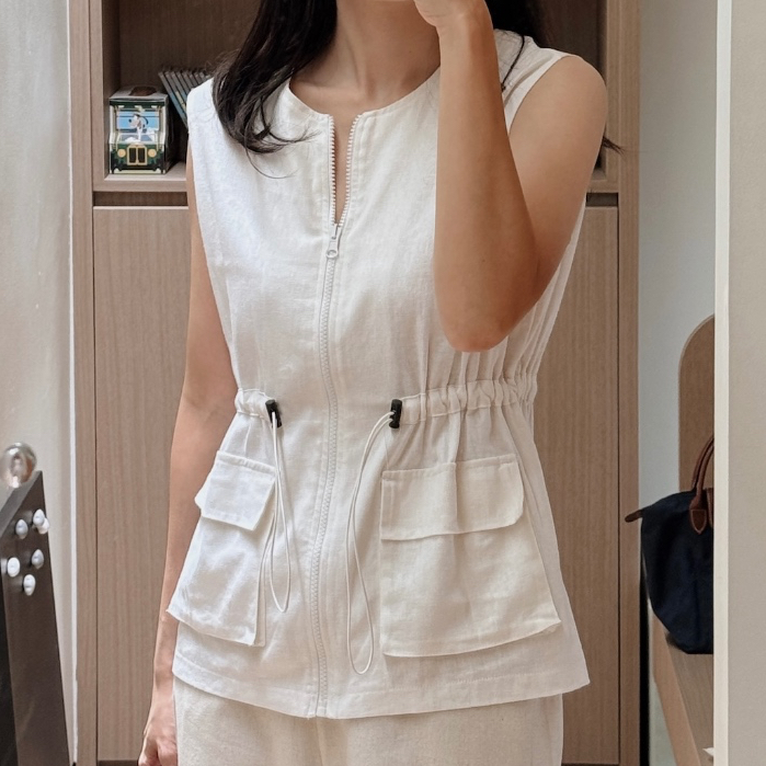 Jual NIMU - Luna Cargo White Creme Vest/ Atasan Rompi Krem Putih ...