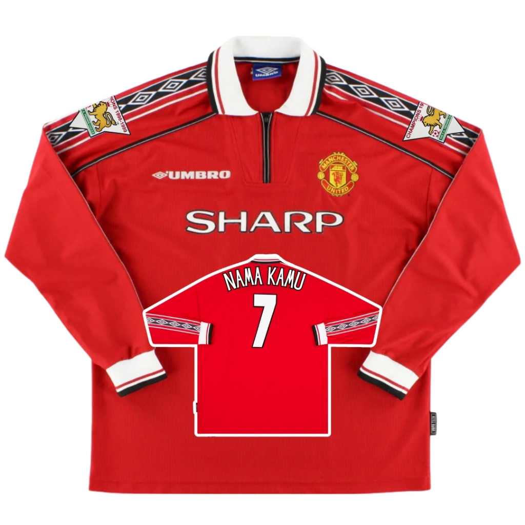 Jual Jersey Retro MU Lengan Panjang 1998 1999 Home Long Sleeve ...