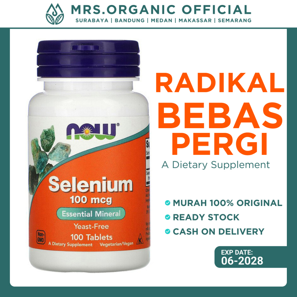 Jual NOW Vitamin Selenium 100mcg Isi 100 Tabs Yeast Free - Antioksidan ...