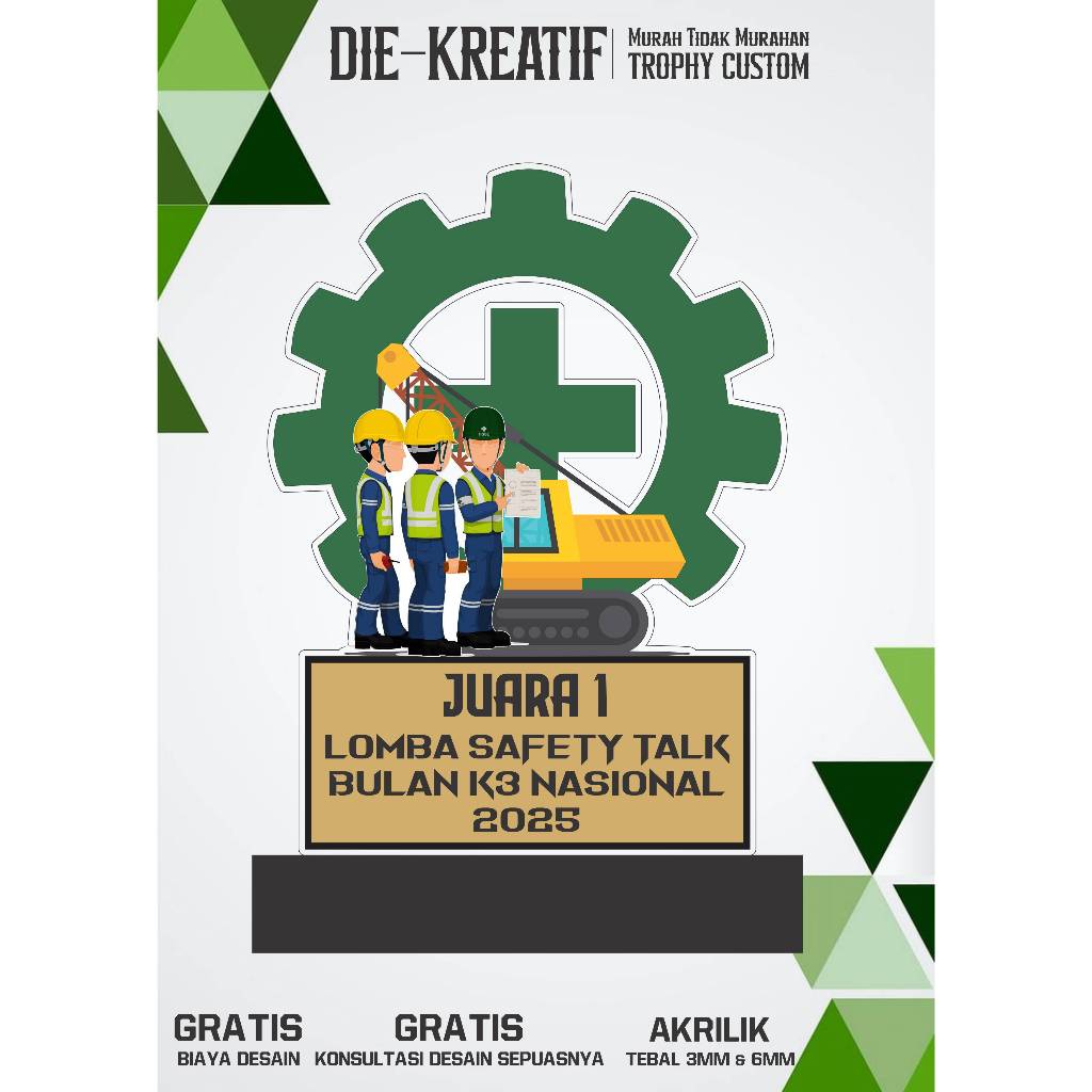 Jual Trophy Bulan K3/Piala Bulan K3/Plakat Bulan K3/Bahan Akrilik 3mm ...