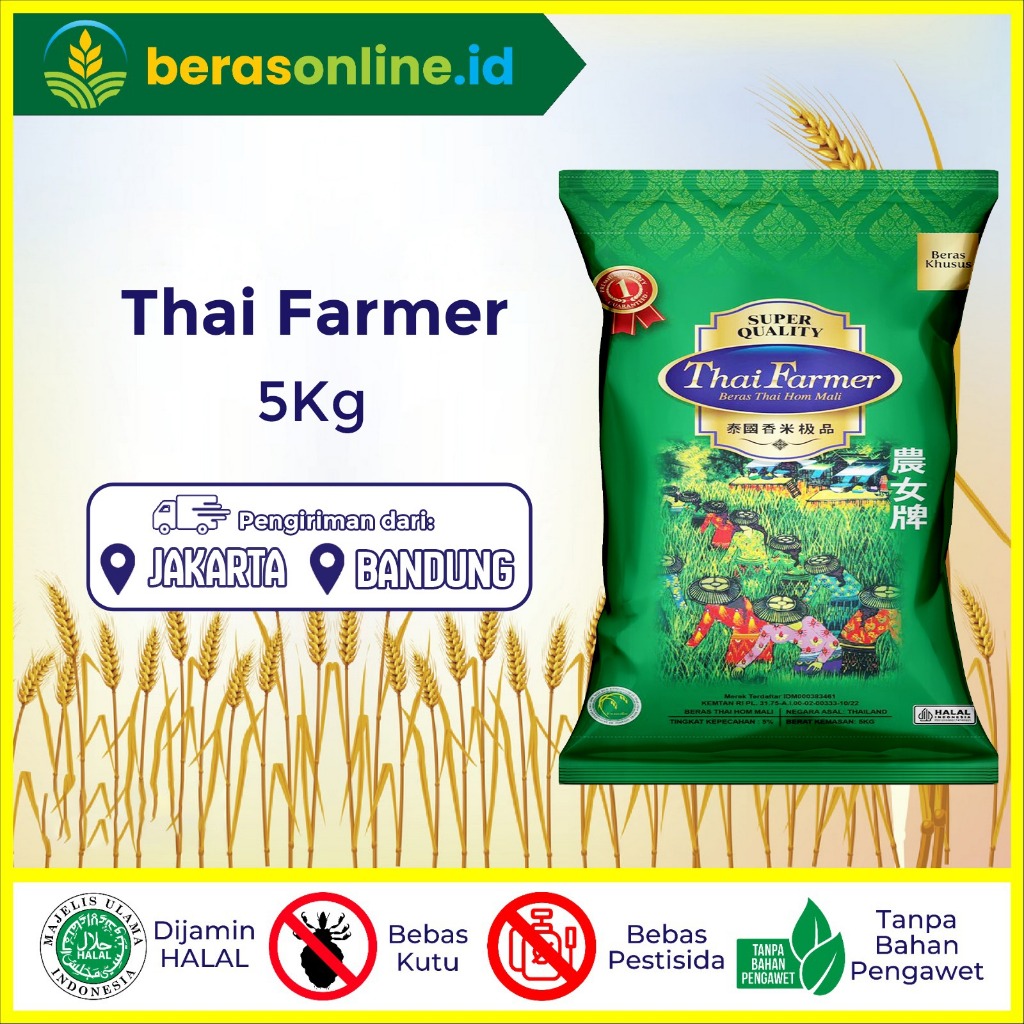Jual Beras Online - Thai Farmer Beras Thailand Thai Hom Mali 5 kg ...