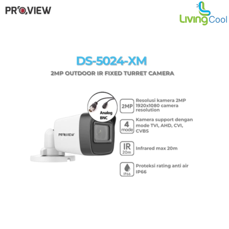 Jual PROVIEW DS-5024-XM 2MP OUTDOOR IR FIXED TURRET ANALOG HDTVI CAMERA ...