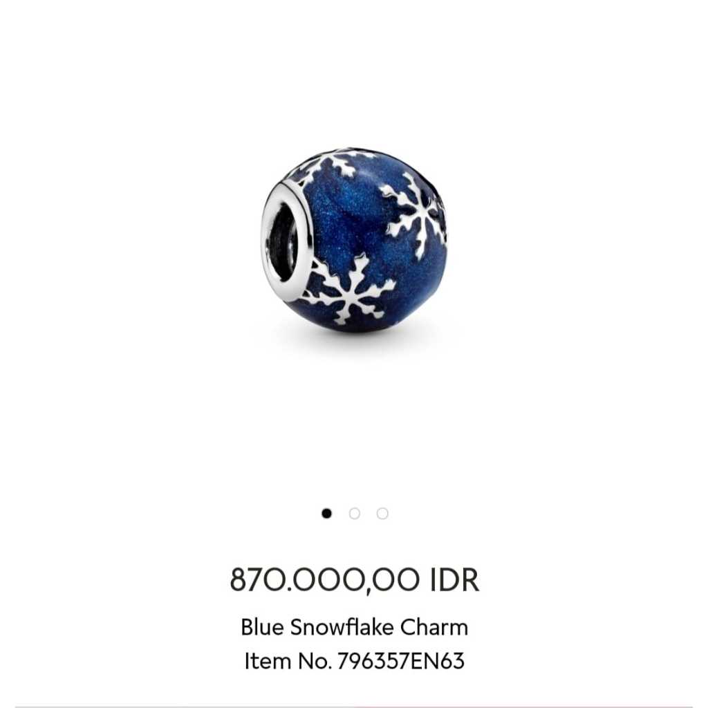 Jual pdora blue snowflake charm gelang original (BACA DESKRIPSI ...