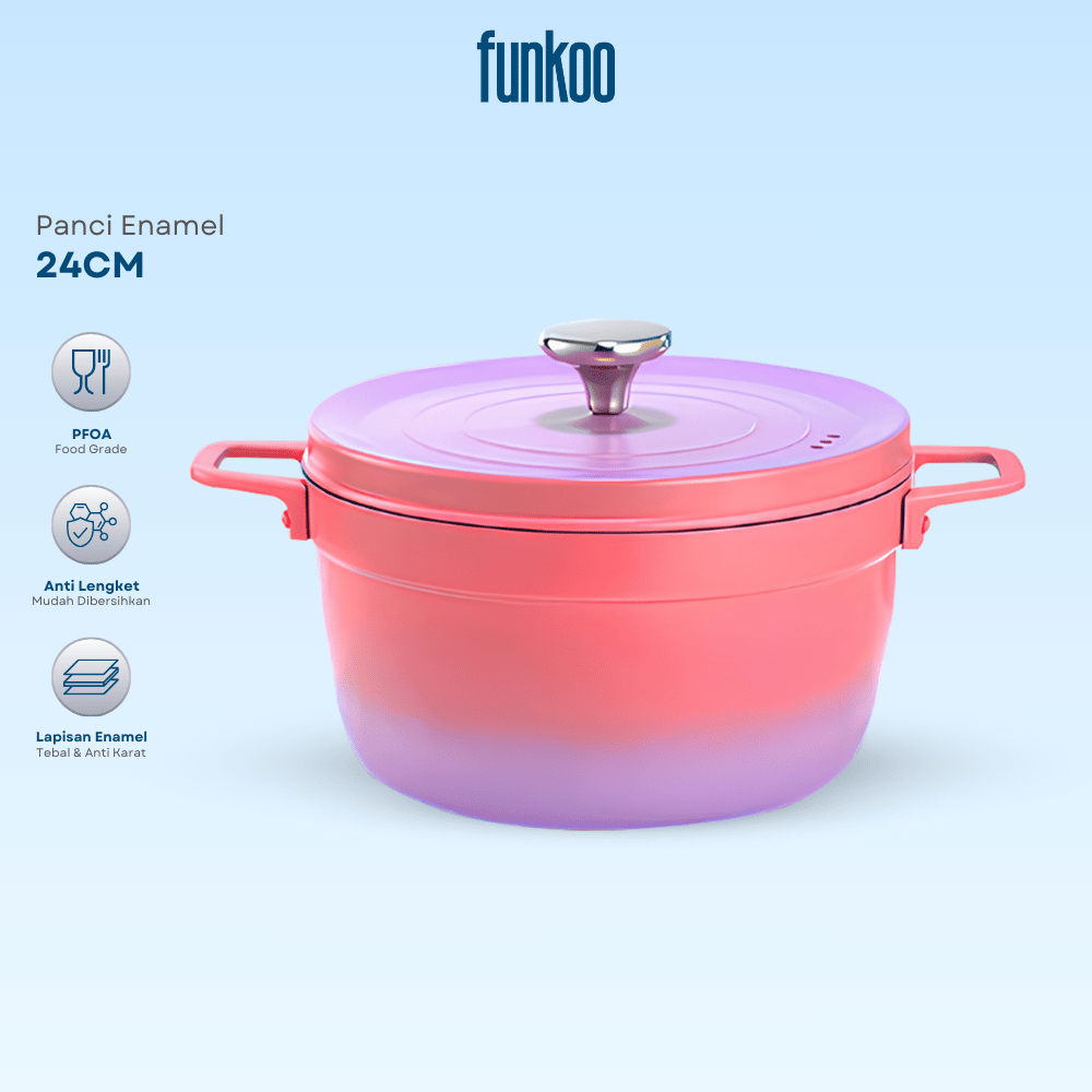 Jual Funkoo Enamel Cast Iron Ukuran 24cm Panci Enamel Besi Cor Panas ...
