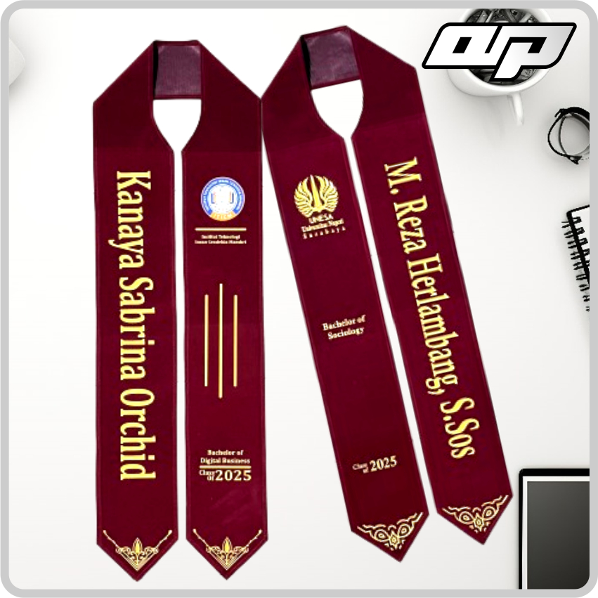 Jual [BATIK 2] selempang wisuda custom nama logo selempang kalung ...