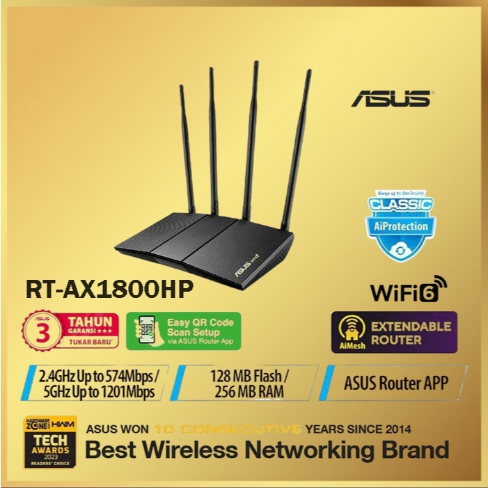 Jual ASUS RT-AX1800HP AX1800 Dual Band WiFi 6 Wireless Router with ...
