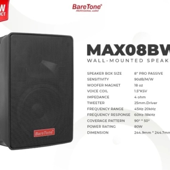 Jual Speaker Pasif / Wall Mounted / Dinding BareTone 8" MAX08BW / MAX ...