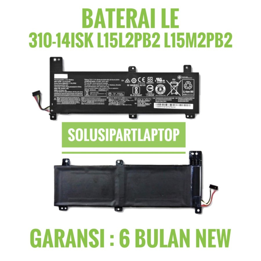 Jual Baterai Battery Laptop Len0v0 Ideapad 310-14ISK L15L2PB2 L15M2PB2 ...