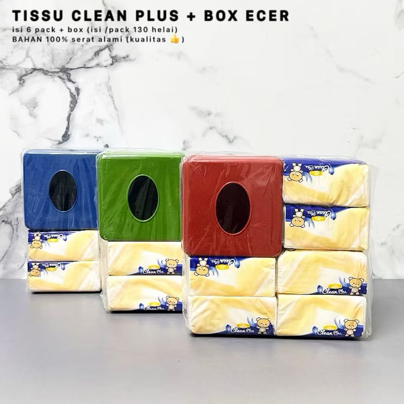 Jual TISSUE CLEAN PLUS 130 SHEET 6 PCS + KOTAK 1 | Shopee Indonesia