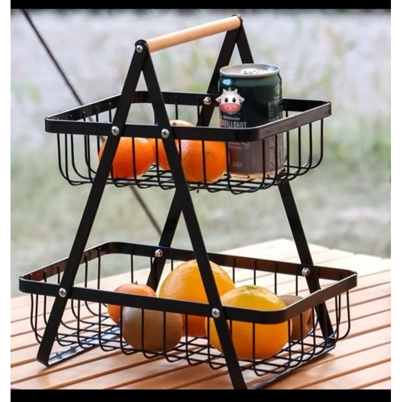 Jual keranjang Rak buah besi 2 tingkat segitiga Evergreen | Shopee ...
