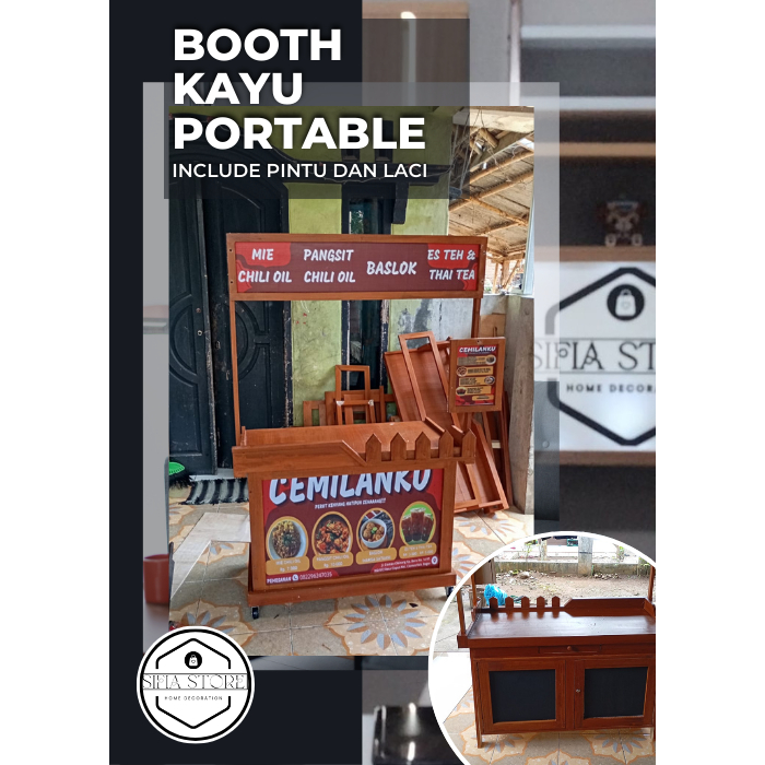 Jual BOOTH KAYU PORTABLE PINTU DAN LACI BERBAGAI UKURAN | Shopee Indonesia