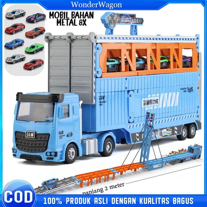 Jual COD Mobil mainan kontainer dengan rel Container Car Catapult ...
