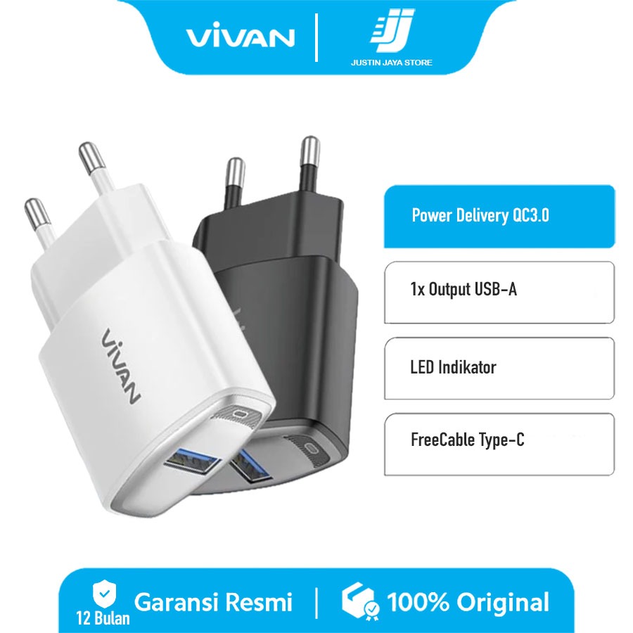 Jual VIVAN Power Oval 3C / 3L 3A 18W Original Quick Charging Fast ...