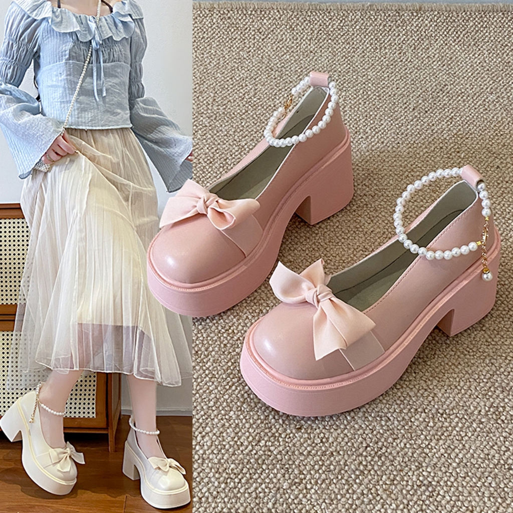 Jual Sepatu Wanita Hak Tinggi Pita Cantik Docmart Cewek Kasual Korean ...