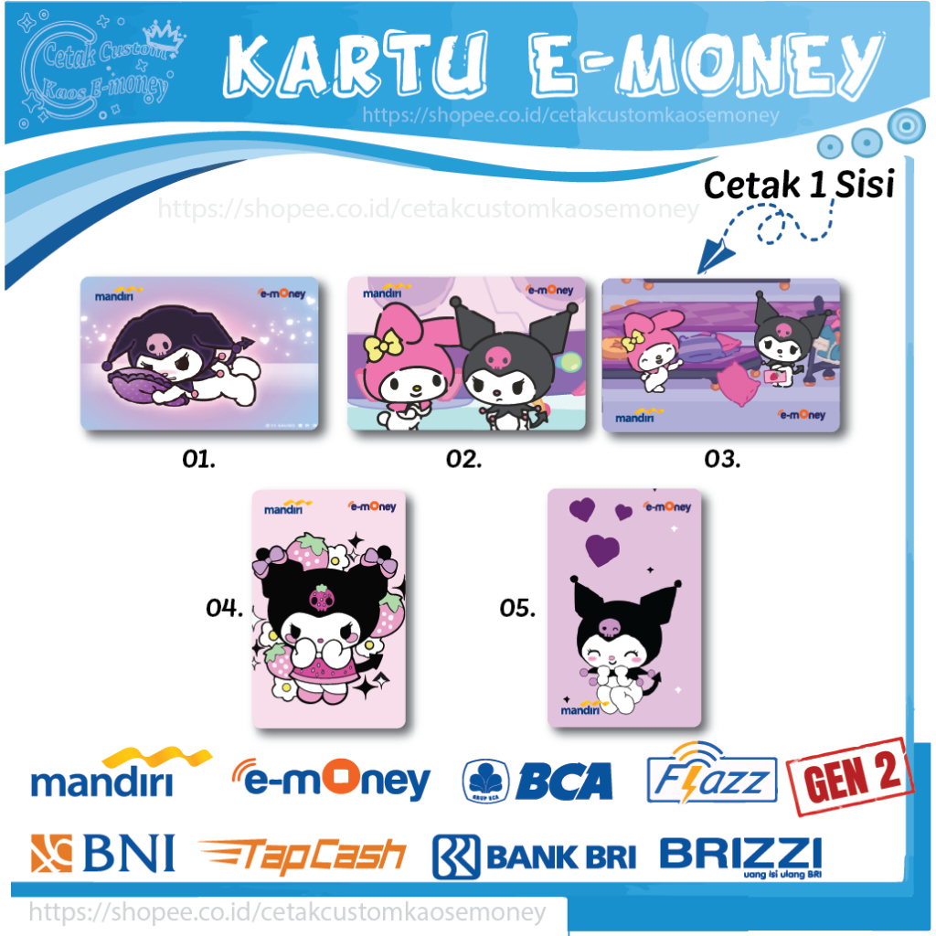 Jual KARTU EMONEY ETOLL GAMBAR KUMPULAN KARTUN KUROMI LUCU EMONEY ...